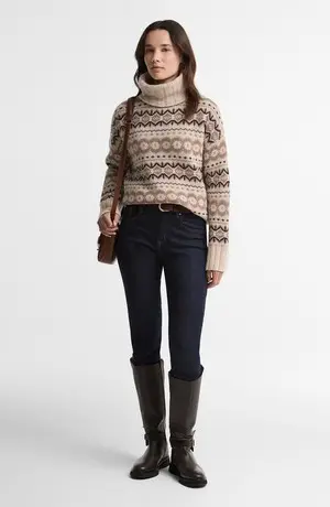 Barbour Fair Isle Wool-blend Turtleneck Tunic Sweater
