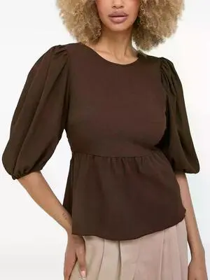 NOTES DU NORD Puff-sleeve Peplum Top