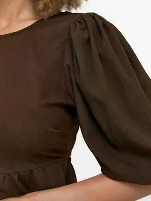 NOTES DU NORD Puff-sleeve Peplum Top