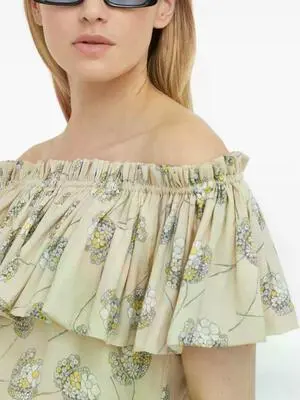 BRUUNS BAZAAR Floral-print Ruffled Blouse