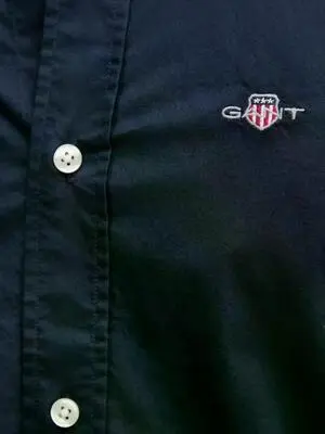 Gant Logo-embroidered Long-sleeve Shirt - Blue