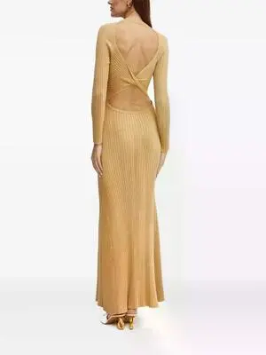 Bardot Ribbed Open-back Maxi Dress