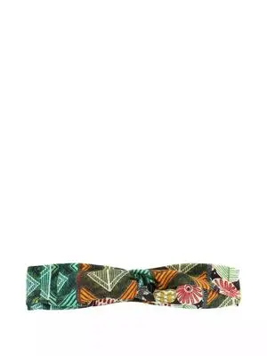 LYGIA & NANNY Bethania Patterned Knotted Headband - Green