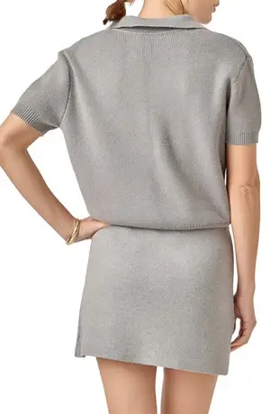 English Factory Johnny Collar Knit Top - Heather Grey