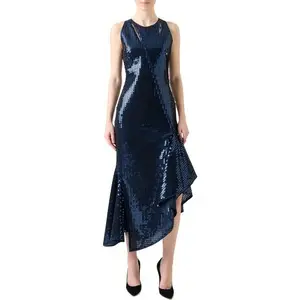 Akris Sequin Asymmetric Dress - Navy