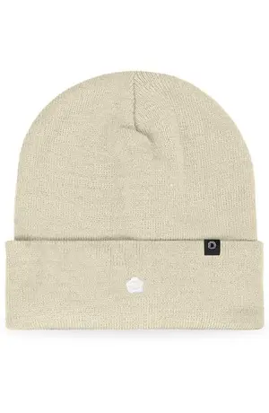 DALIX Flower Embroidery Beanie Cap Beige