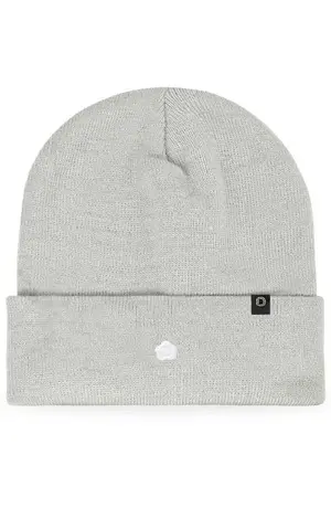 DALIX Flower Embroidery Beanie Cap - Light Gray