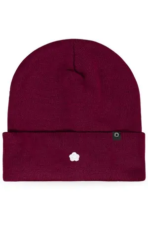DALIX Flower Embroidery Beanie Cap - Maroon