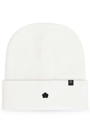 DALIX Flower Embroidery Beanie Cap - White