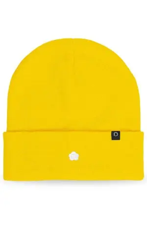 DALIX Flower Embroidery Beanie Cap - Yellow