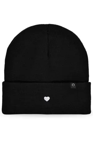DALIX Heart Embroidery Beanie - Black