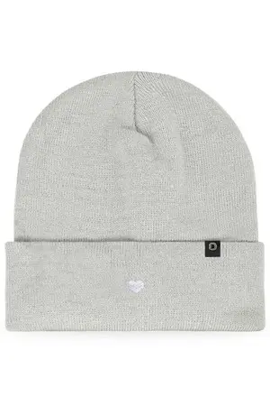 DALIX Heart Embroidery Beanie - Light Gray