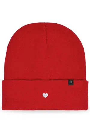 DALIX Heart Embroidery Beanie Red