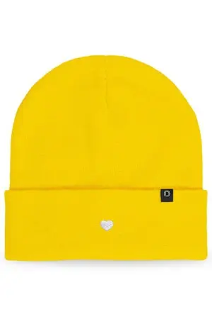 DALIX Heart Embroidery Beanie - Yellow