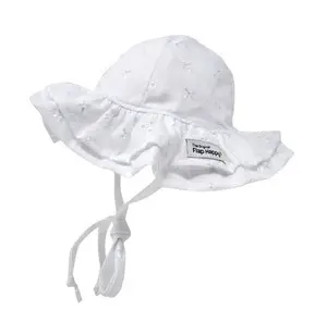 FLAP HAPPY Baby UPF 50+ Double Ruffle Sun Hat White Eyelet