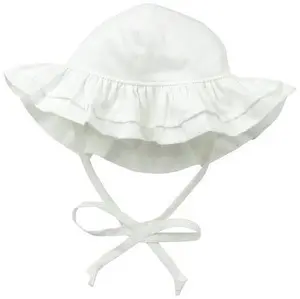 FLAP HAPPY Baby Upf 50+ Double Ruffle Sun Hat - White