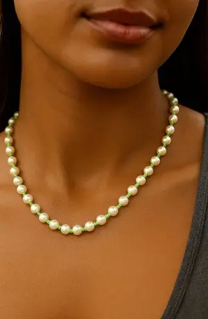 EMERSON & OLIVER Hand Knotted Pearl Necklace - Green