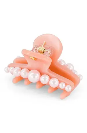 Alexandre De Paris Goncourt Small Acetate And Pearl Hair Clip