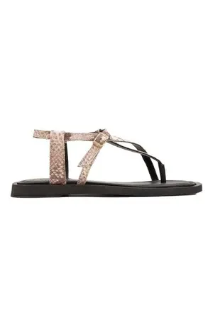 FOREVER & ALWAYS SHOES Morgana Leather Thong Sandal - Brown Leather