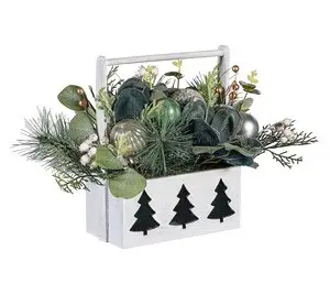 EVERGREEN 11'h Artificial Tree Branches In Pot With Ornaments