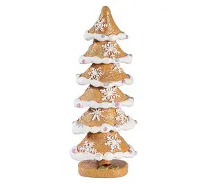 EVERGREEN Set Of 2 Resin Gingerbread Trees Tabl E Decor