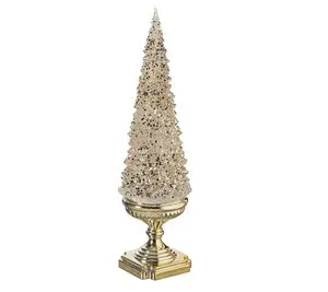 EVERGREEN 18.5h Led Spinning Glitter Tree Table Decor