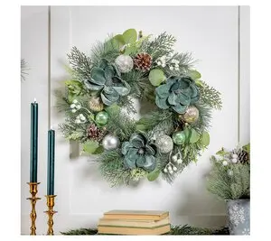 EVERGREEN 20'h Artificial Pine Wreath With Orna Ments