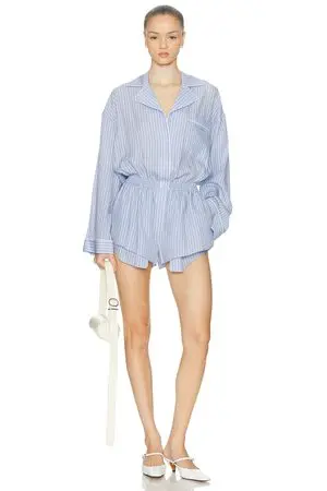 Alexander Wang Pajama Romper - Oxford Blue Multi