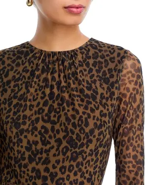 Aqua Leopard Print Mesh Dress