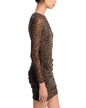 Aqua Leopard Print Mesh Dress