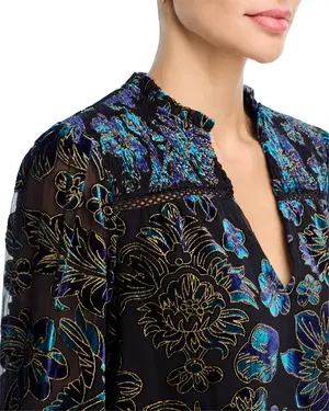 Aqua Velvet Burnout Boho Blouse