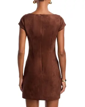 Aqua Faux Suede Cap Sleeve Shift Dress