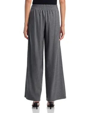 Aqua Wide-leg Pinstripe Pants