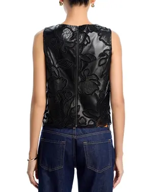 Aqua Lace Faux Leather Tank Top
