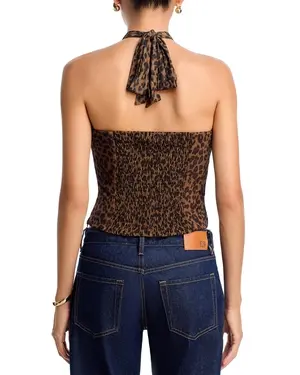 Aqua Mesh Leopard Halter Top