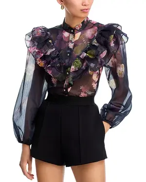 Aqua Floral Blouses