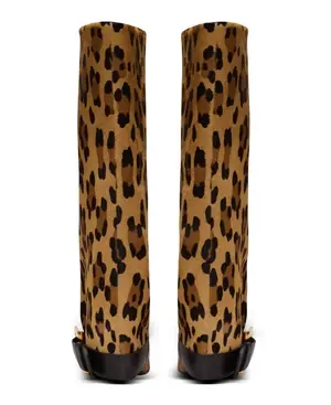 Balmain Anthem Leopard Print Boots - Brown