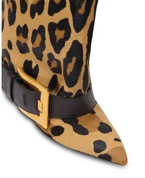 Balmain Anthem Leopard Print Boots - Brown