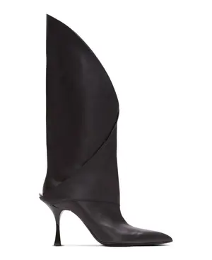 Balmain Twist Heeled Leather Boots - Black