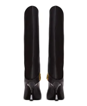 Balmain Twist Heeled Leather Boots - Black
