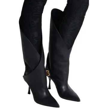 Balmain Twist Heeled Leather Boots - Black