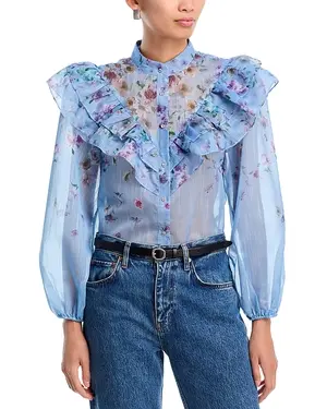 Aqua Ruffle Blouses