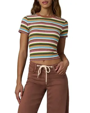 Joe's Jeans Striped Fitted Baby Tee - Multi Variegated