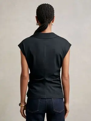REISS Stretch-cotton Jersey Wrap-front Top