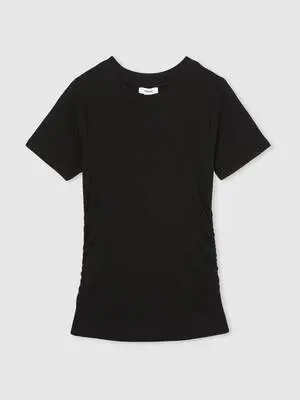 REISS Stretch-cotton Ribbed T-shirt - Black