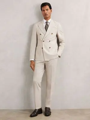 REISS Belmont Slim-fit Textured Wool Blend Suit Trousers