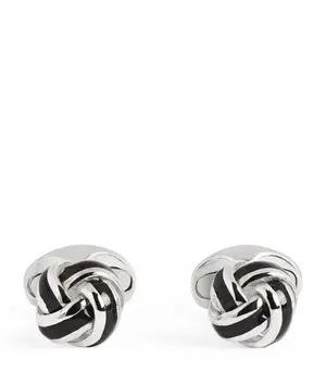 DEAKIN & FRANCIS Sterling Silver And Enamel Knot Cufflinks - Black