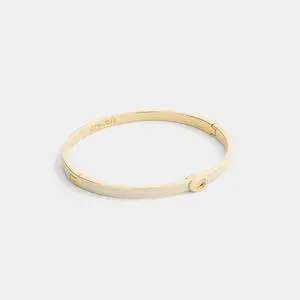 COACH Thin Enamel Signature Hinged Bangle - Gold/chalk