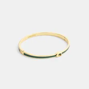 Coach Thin Enamel Signature Hinged Bangle - Gold/green