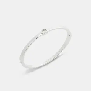 COACH Thin Signature Hinged Bangle Bracelet - Silver